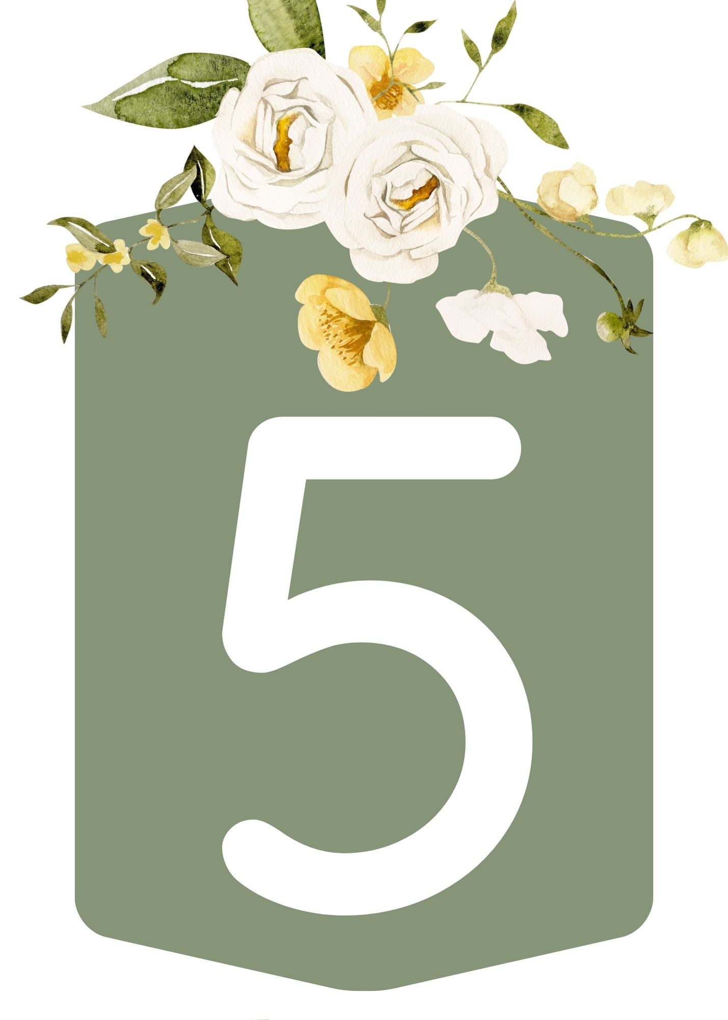 Floral Sage Table Number – Shimmer Prints