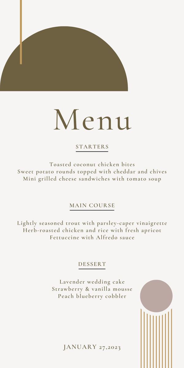 Modern Shapes Menu Card – Shimmer Prints